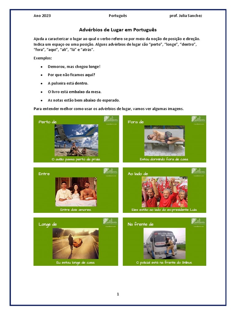 Advervios de Lugar em Português | PDF