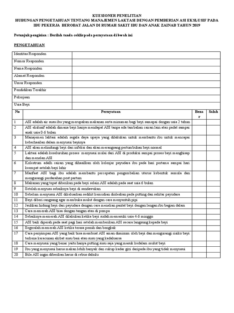 KUESIONER | PDF | Kesehatan Holistik