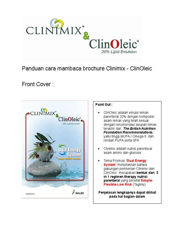 Panduan Cara Membaca Brochure Clinimix - ClinOleic - Feb 2011 | PDF