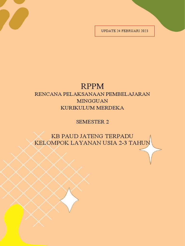 RPPM Kelas Playgroup (Usia 2-3 Tahun) Smt2 New | PDF