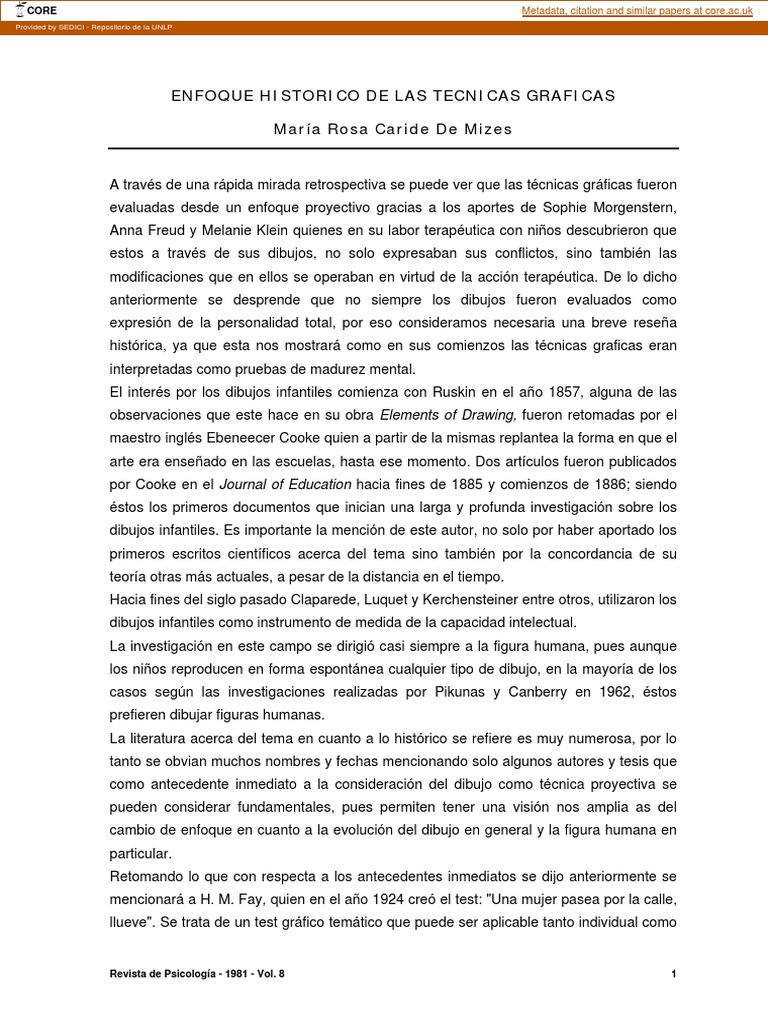 ENFOQUE HISTORICO DE LAS TECNICAS GRAFICAS. María Rosa Caride De Mizes ...