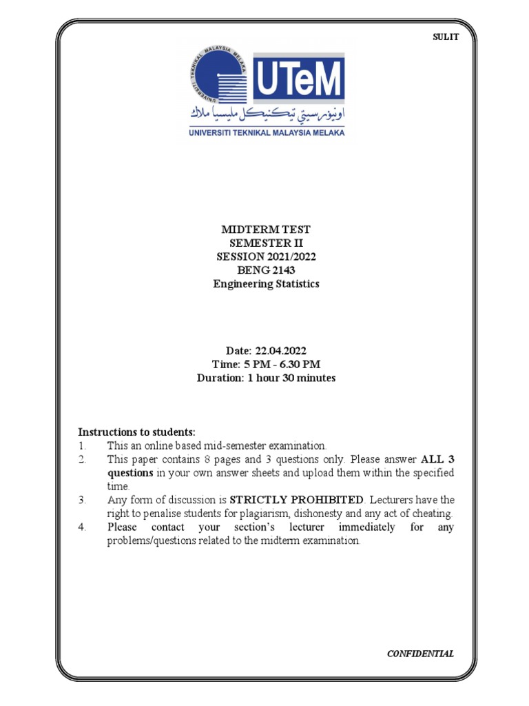 2022 Midterm Set A | PDF | Standard Deviation | Mean