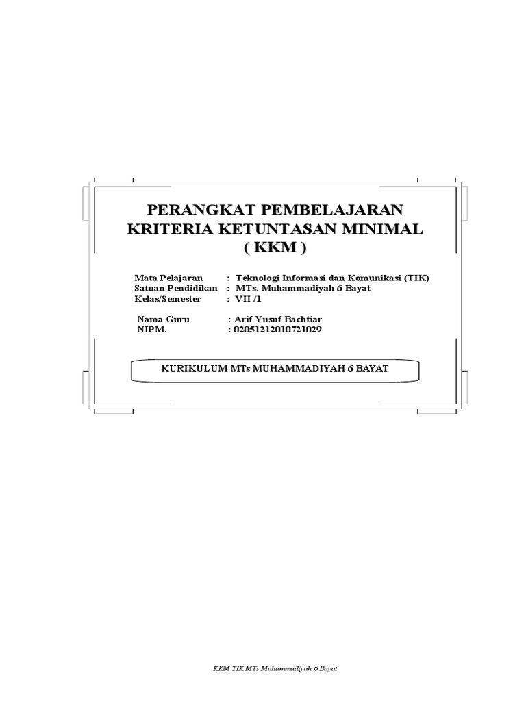 Penetapan - KKM - TIK 2324 | PDF