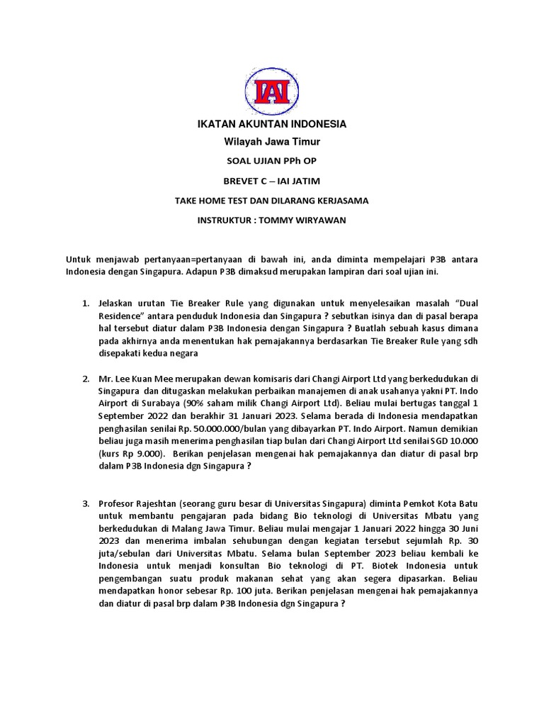 Ujian IAI PPh OP Brevet C 2023 | PDF