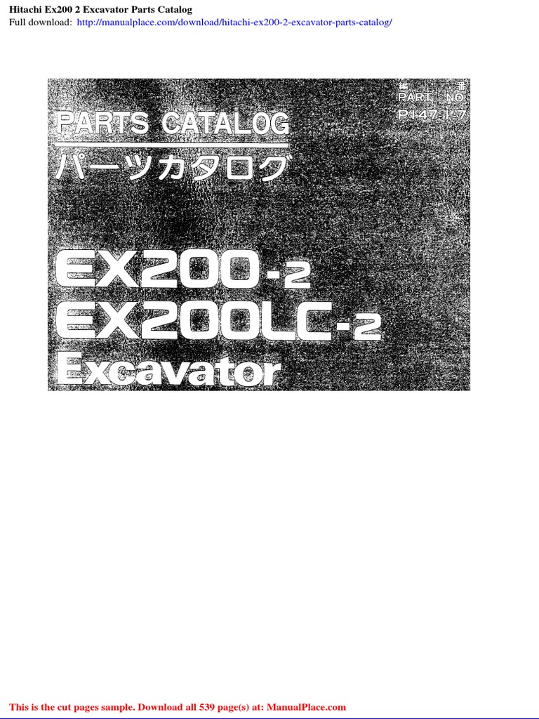 Hitachi Ex200 2 Excavator Parts Catalog | PDF
