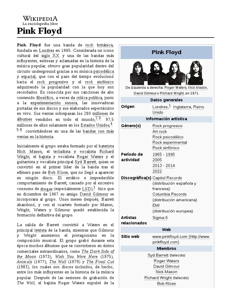 Pink Floyd | PDF | Rock progresivo | Músicos ingleses