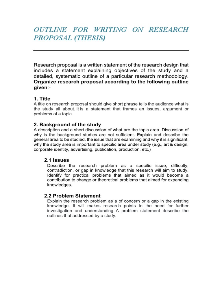 Outline For Research Proposal (Preparation) | PDF | Methodology | Cognition