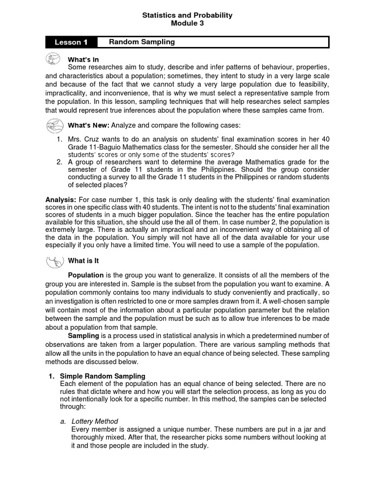 Statistics and Probability Module 3 Modified | PDF | Sampling ...