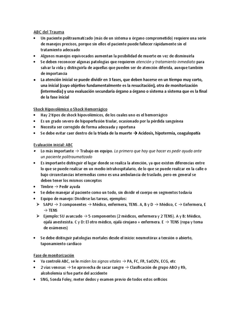 ABC Del Trauma y Manejo | PDF | Lesión | Causas de la muerte
