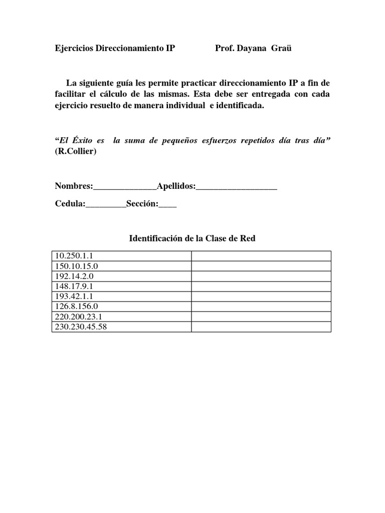 Ejercicios Direccionamiento IP Dayana Grau | PDF | Ciencias de la Computación | Protocolos Osi
