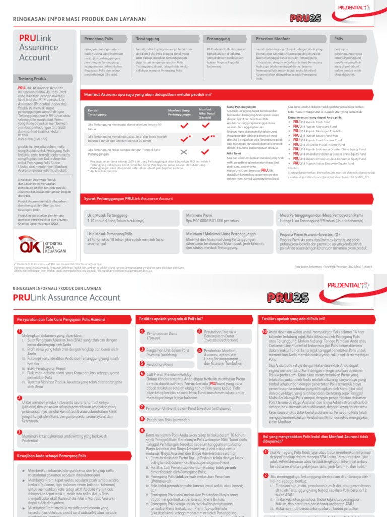 Product Summary PRULink Assurance Account 210202 | PDF | Pengelolaan ...