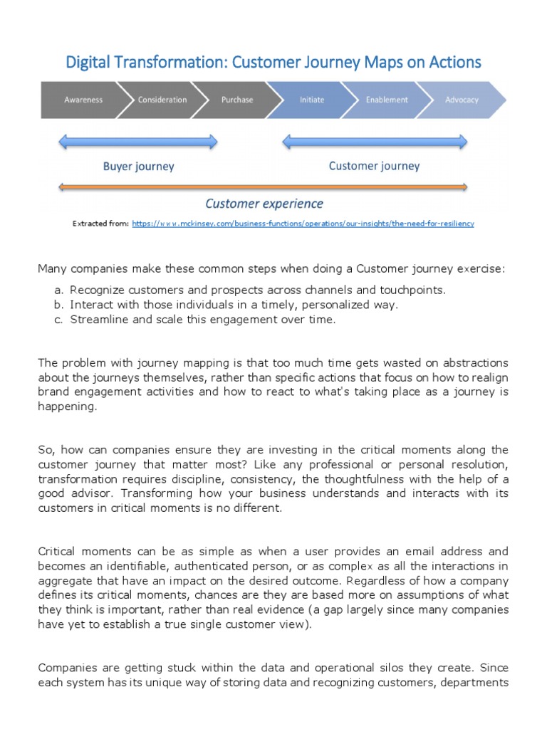 Digital Transformation - Customer Journey Maps and Actions | PDF | Customer Experience | Business