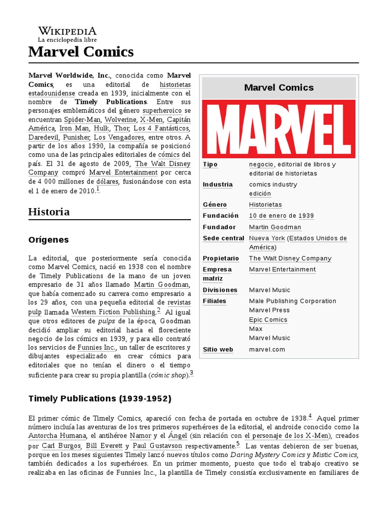 Marvel Comics | PDF | Comics Marvel | Compañías editoriales de cómics de los Estados Unidos