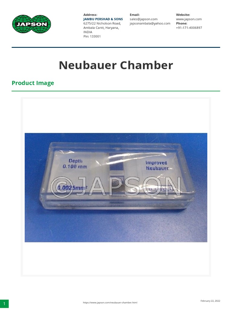 Neubauer Chamber Overview and Specs | PDF