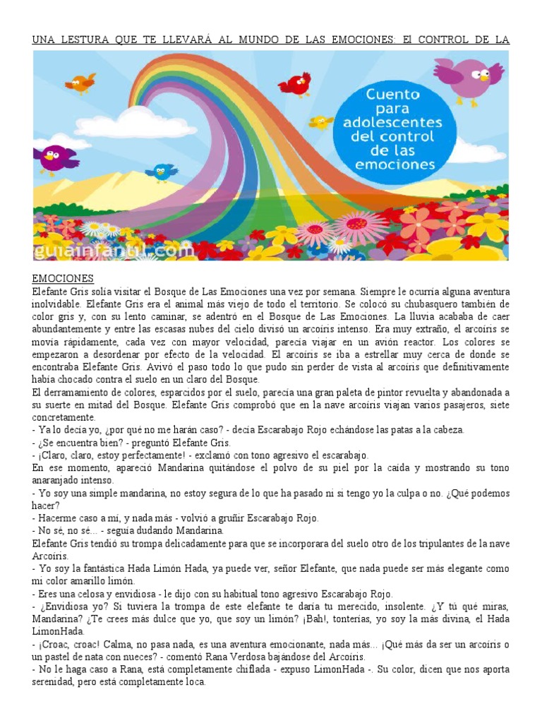 Lectura El Control de Las Emociones | PDF | Arco iris | Las emociones