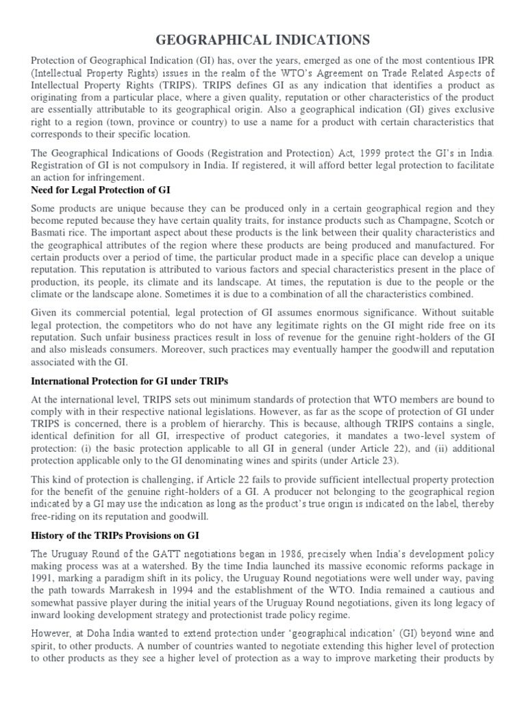 Geographical Indication | PDF | Trademark | Trademark Distinctiveness