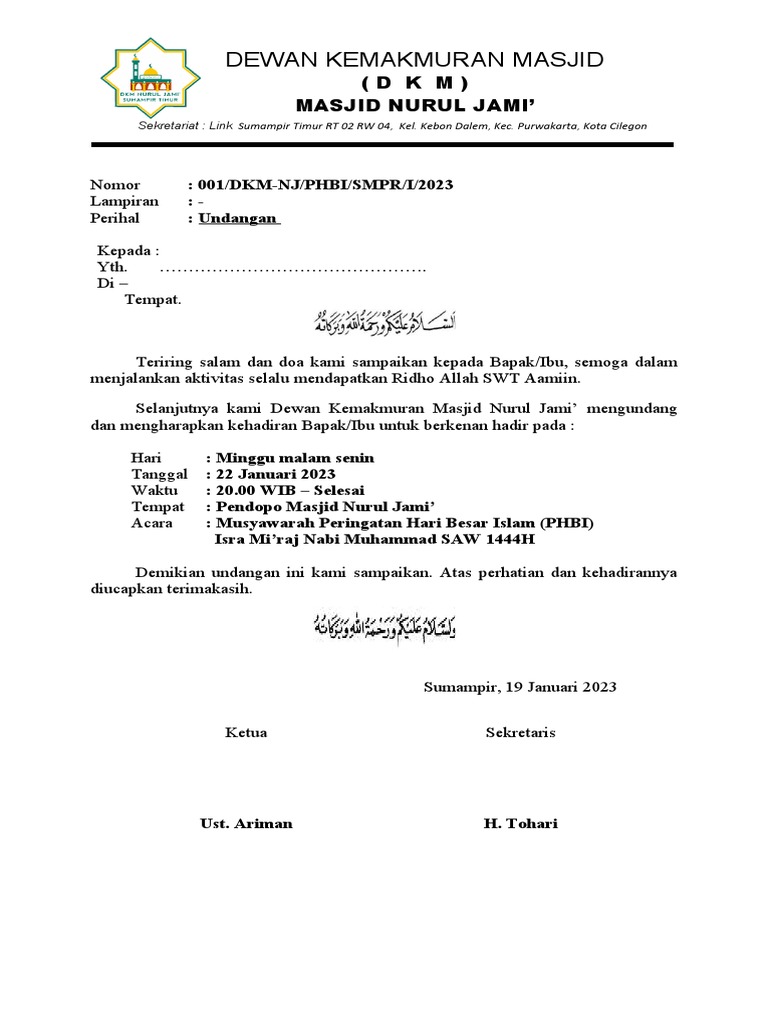 Surat Undangan Musyawarah | PDF