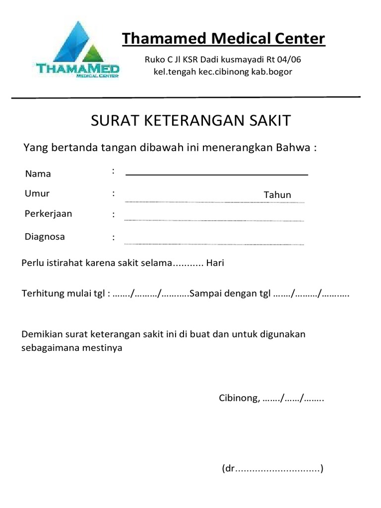 Surat Dokter Keterangan Sakit | PDF