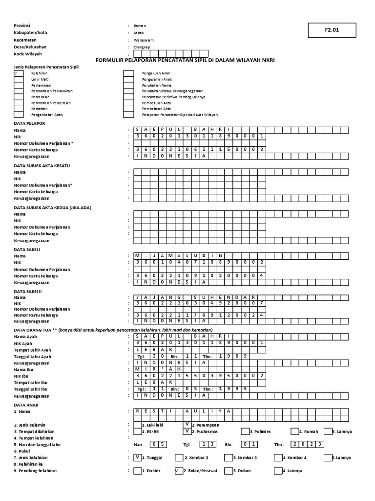 Formulir-F201 M Jalaludin | PDF