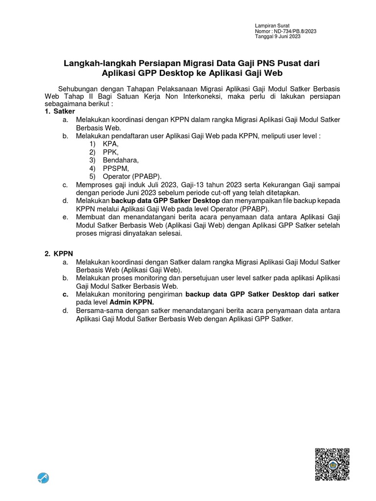 Langkah Langkah Migrasi Aplikasi GPP Desktop Ke Aplikasi Gaji Web Pada Seluruh K L PDF | PDF