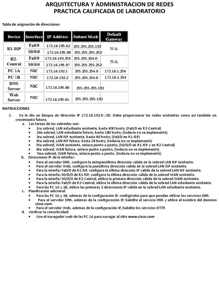 Tabla de Asignación de Direcciones | PDF | Dirección IP | Redes