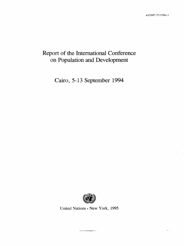 1994 Cairo Population Conference Report | PDF | Sustainability ...