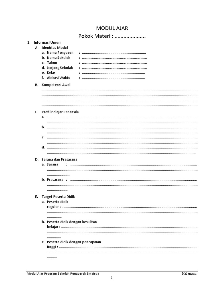 Form Modul Ajar (1) | PDF