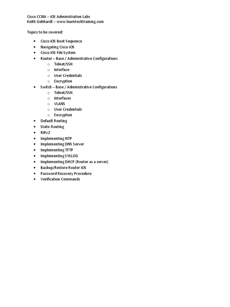 Cisco IOS Administrative WorkBook | PDF | Ip Address | Router (Computing)