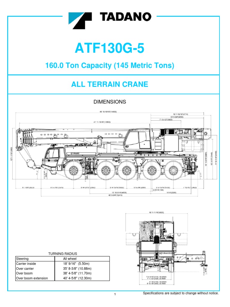 160 Ton Mobile Crane Specification | PDF | Crane (Machine) | Axle