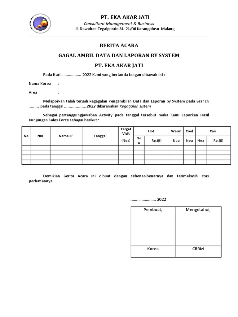 FORM BERITA ACARA | PDF