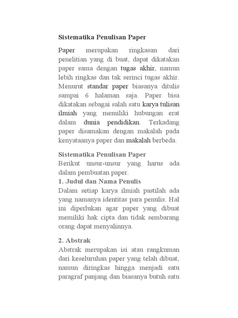 Sistematika Penulisan Paper | PDF