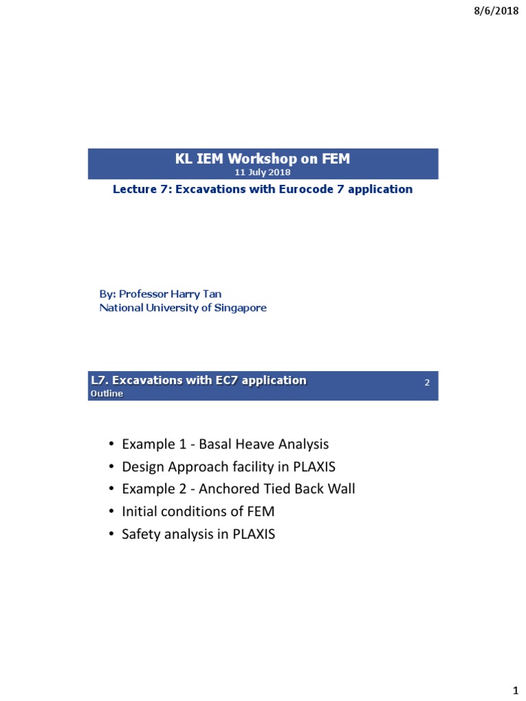 L7 - EC7 Deep Excavations in Plaxis | PDF | Deep Foundation ...