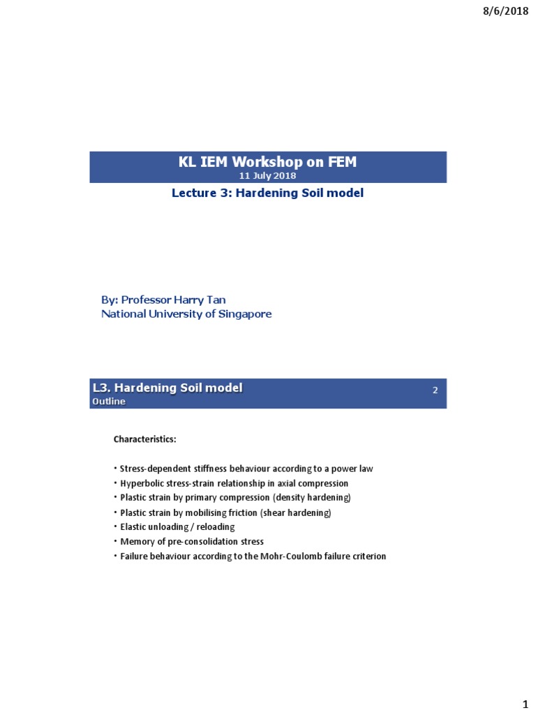 L3 - Hardening Soil Models in Plaxis | PDF | Yield (Engineering) | Deformation (Engineering)
