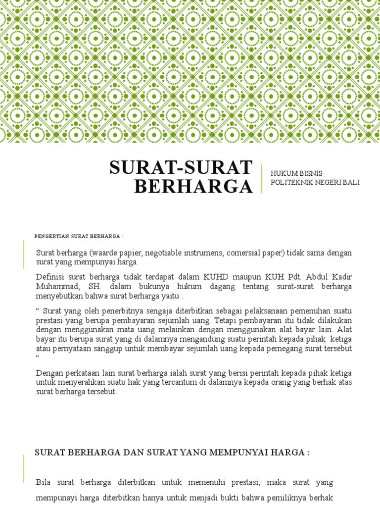 Surat Surat Berharga | PDF | Hukum