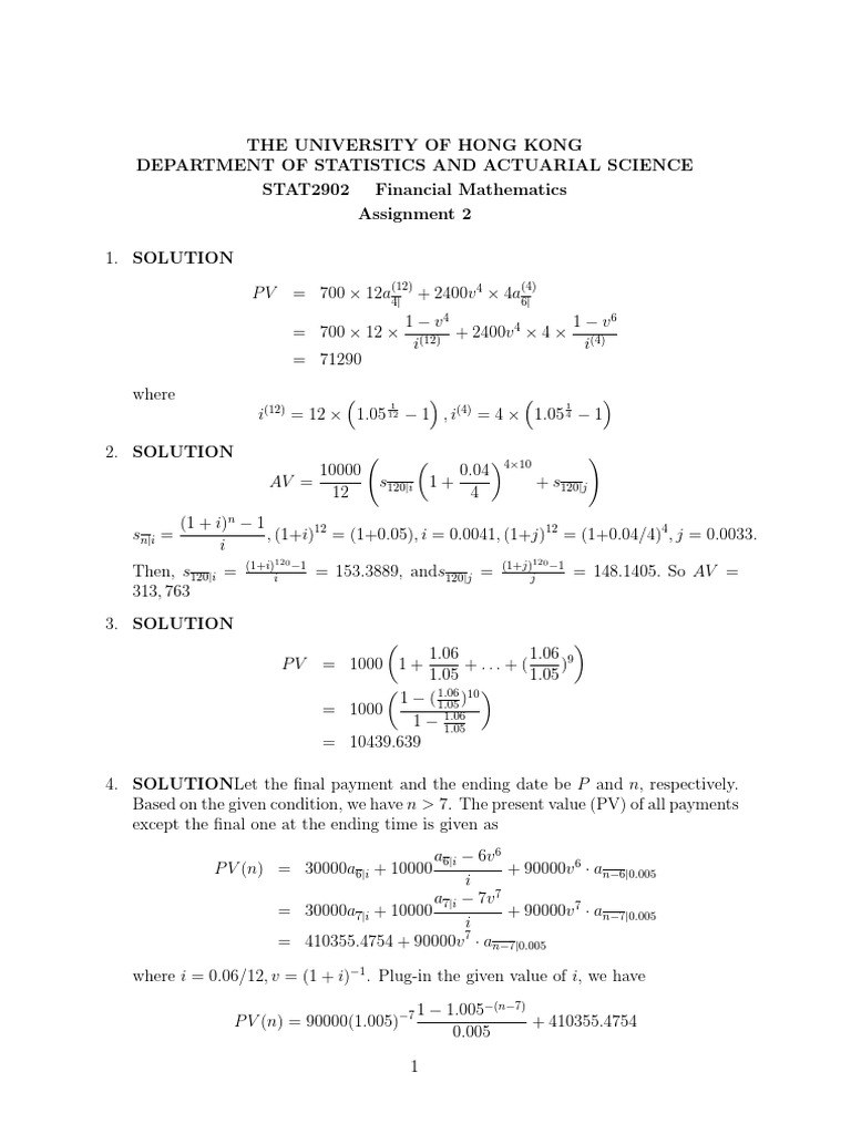 2022 STAT2902 A2 Sol | PDF | Present Value | Mathematical Objects