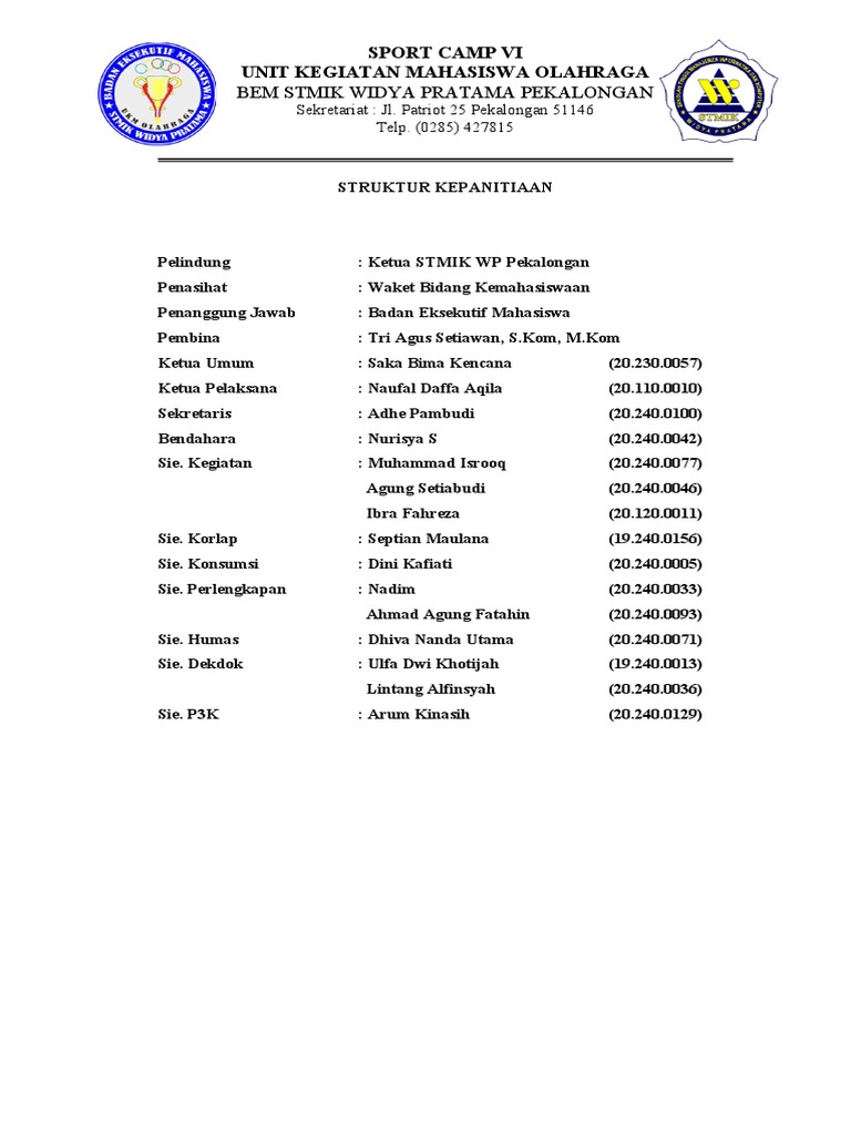 Sport Camp Struktur & Jadwal | PDF