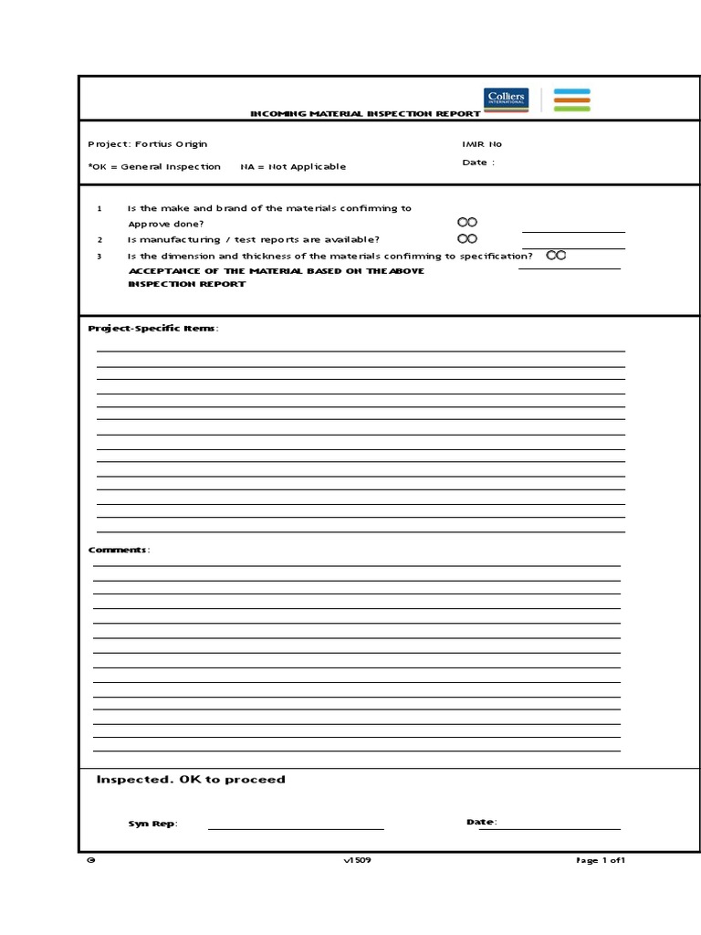 Incoming Material Inspection Checklist | PDF