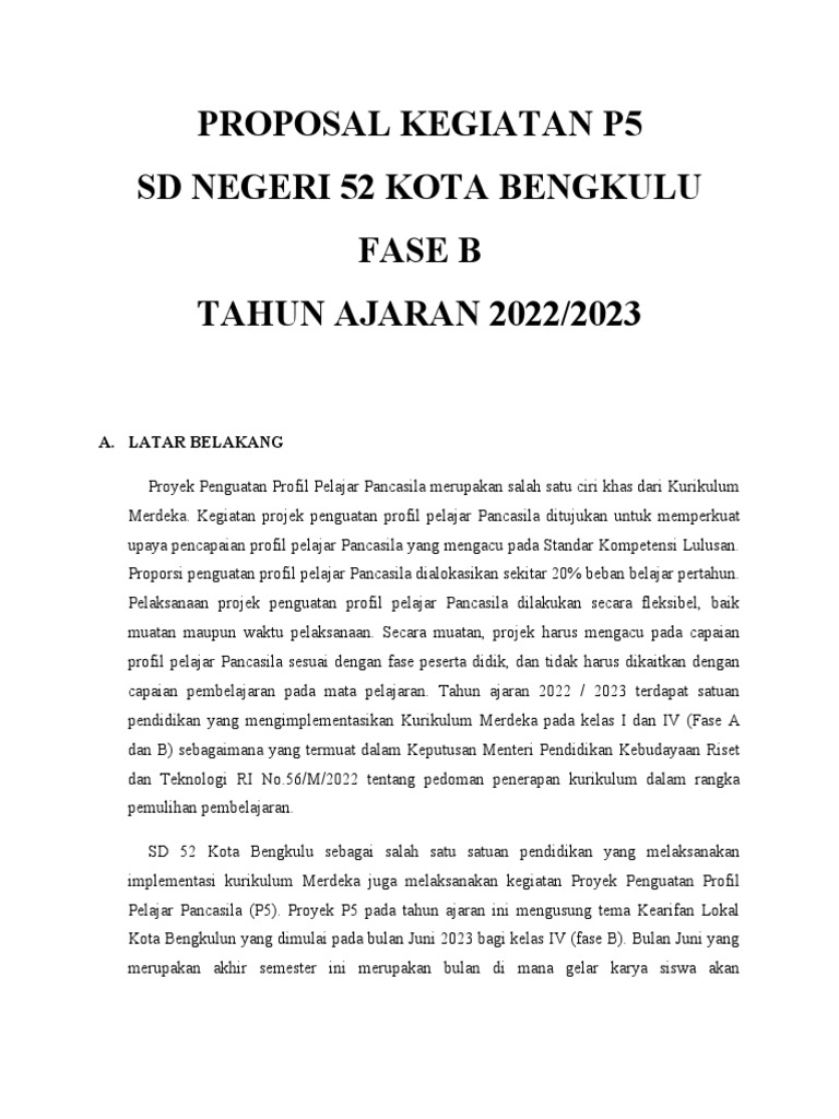 Proposal Kegiatan P5 | PDF