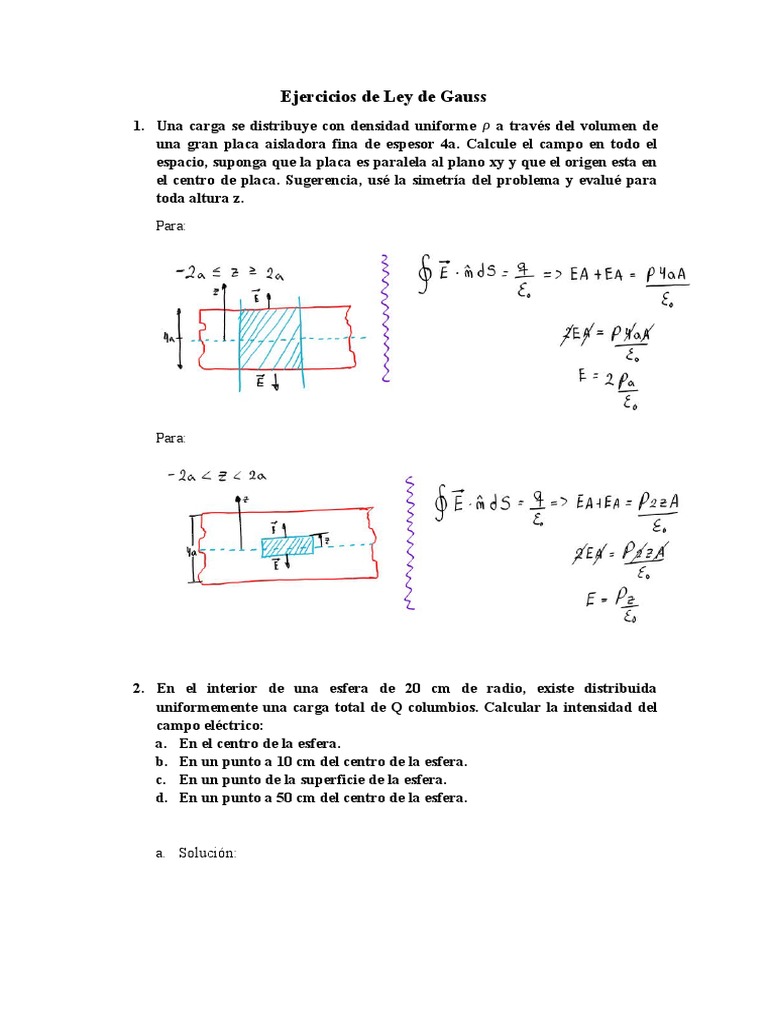 Ejercicios de Ley de Gauss | PDF