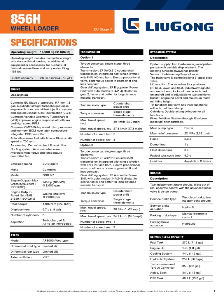 Liugong 856H StageV en NEW | PDF | Horsepower | Engines