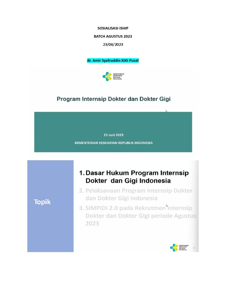 Sosialisasi Program ISHIP 2023 | PDF