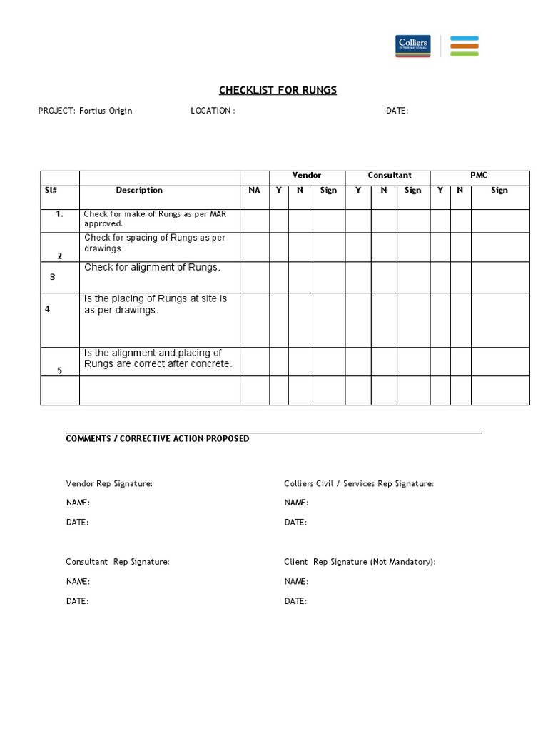Checklist For Rungs | PDF | Technology & Engineering