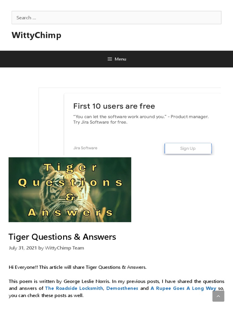 Tiger Questions & Answers - WittyChimp | PDF | Tiger