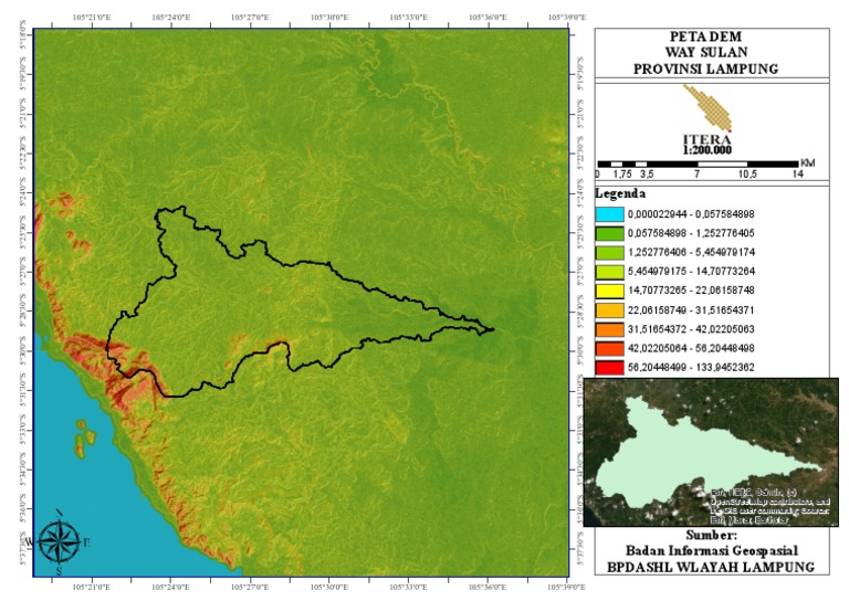 Peta Dem Way Sulan Provinsi Lampung | PDF | Cartography | Information ...