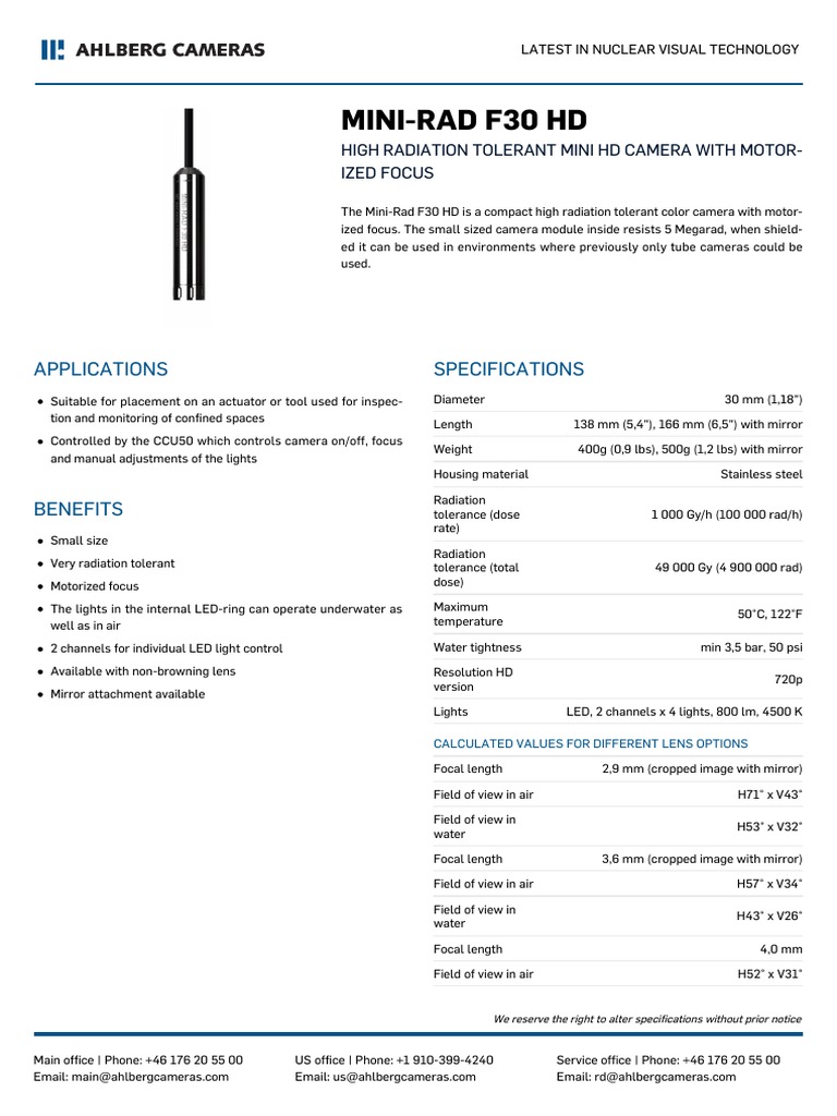 Mini Rad f30 HD Specification en | PDF | Camera | Natural Philosophy