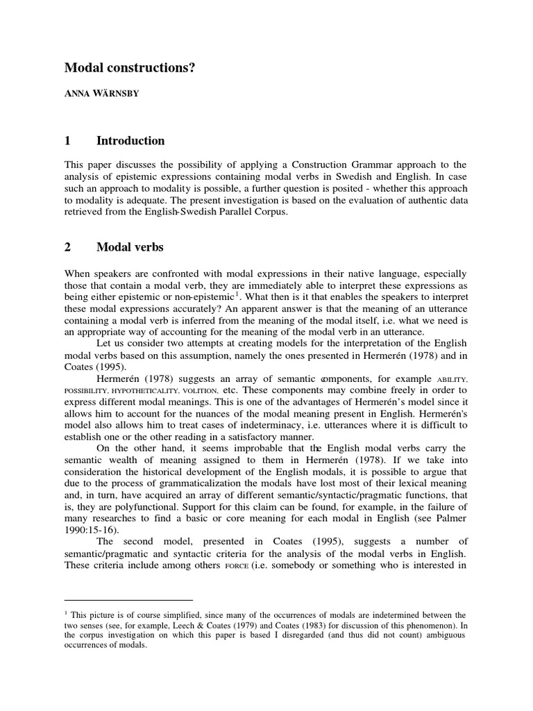 (SFL) Modal Construction | PDF | Lexicon | Modal Logic