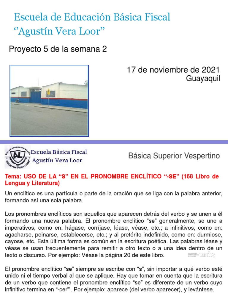 Décimo Año, Proyecto 5, Semana 2 | Descargar gratis PDF | Verbo | Palabra