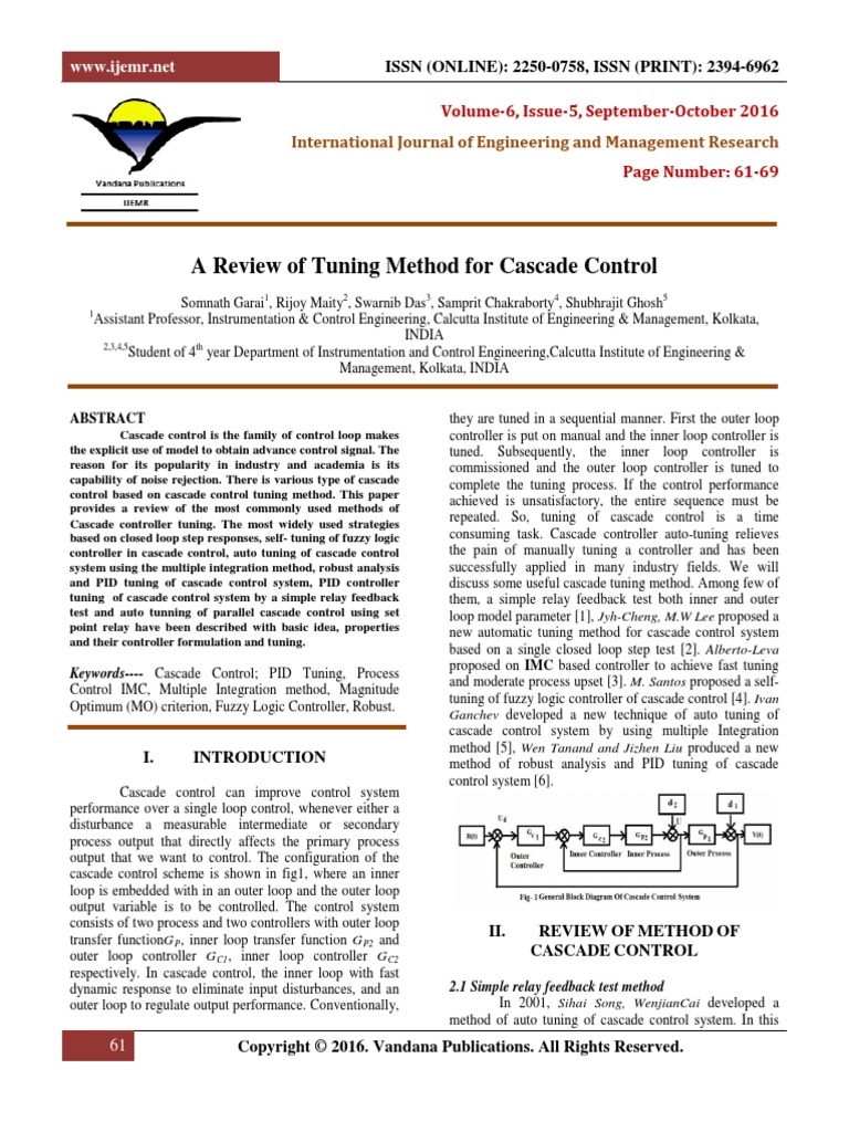 A Review of Tuning Method For Cascade Control | PDF | Control Theory | Feedback