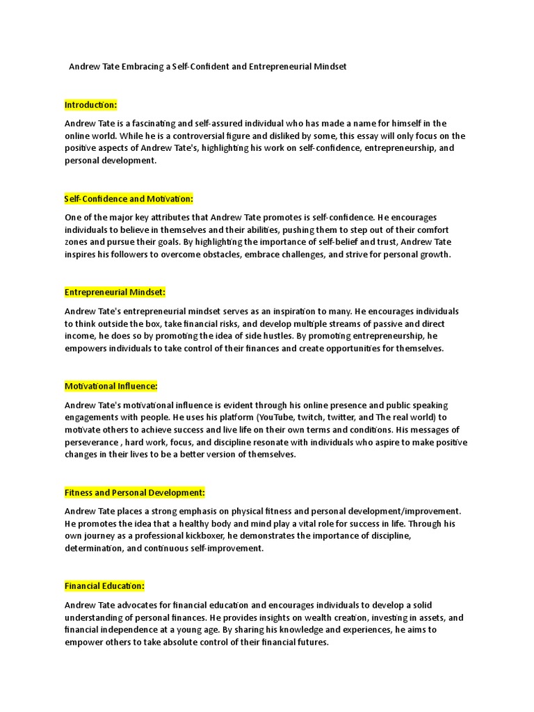 Andrew Tate | PDF | Entrepreneurship | Mindset