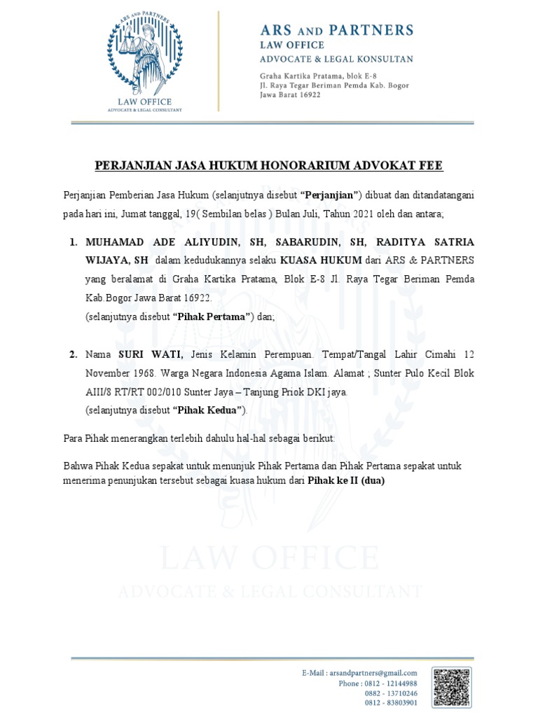 HONORARIUM Fee Advocate | PDF